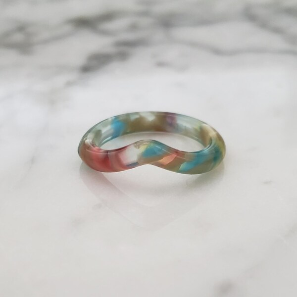 Heart Ring Collection| Chevron Acetate Stacking Resin Ring - Etsy