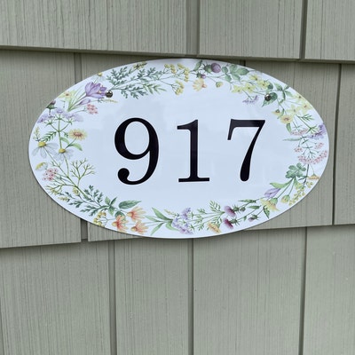 House Numbers, Colorful Flower House Number Sign, Custom Address Plaque ...