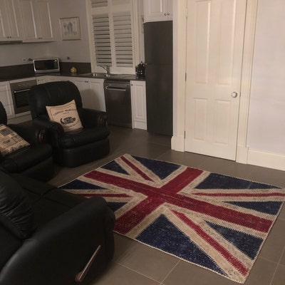 Union Jack British Flag Design Patchwork Rug, Bright Colors UK Flag Rug ...