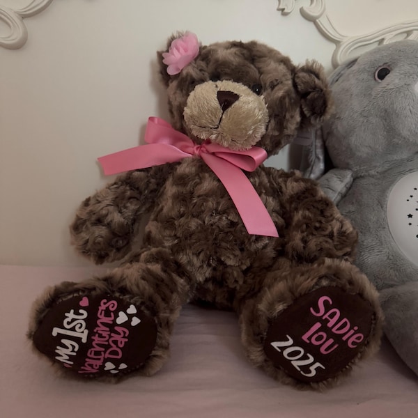 Teddy Bear Birth Stats Stuffed Animal, Personalized Plush Bear Birth ...