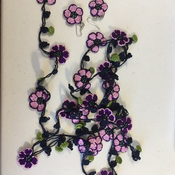 Celestial Blue Star Crochet Lariat, Boho Beaded Necklace, Crochet ...