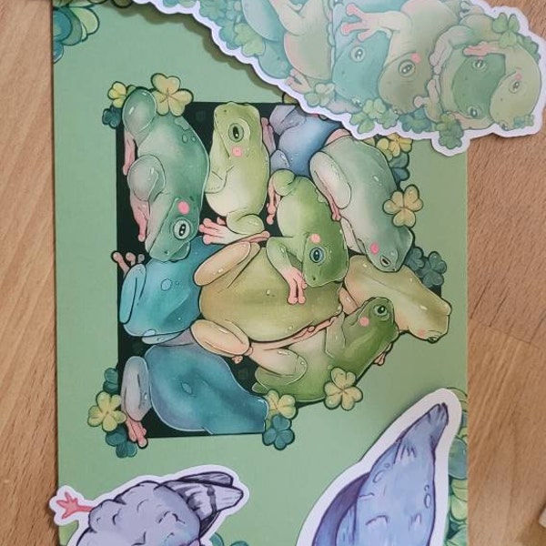 Frog Stack Bookmark | Frog Art | Cute Bookmark | Laminated ...