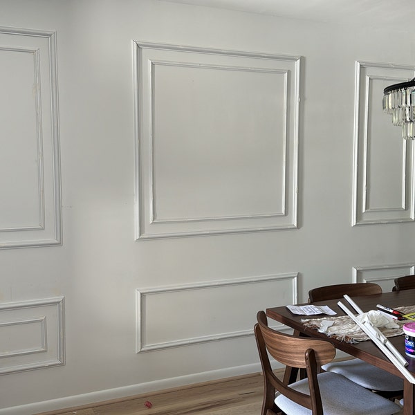 Primed Wall Moulding Kit, Ready to Go Wall Paneling Kit Wall Paneling ...