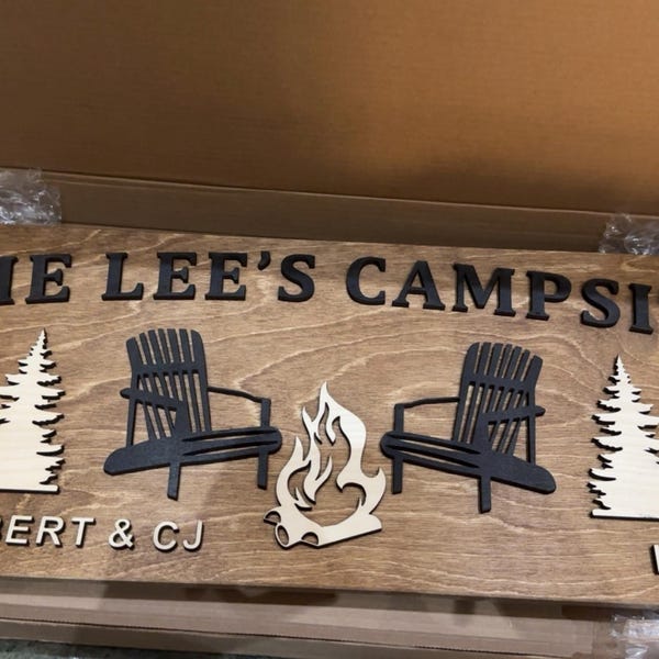 Personalized Wood Campfire Sign | Custom Camping Gifts | Cabin Decor ...