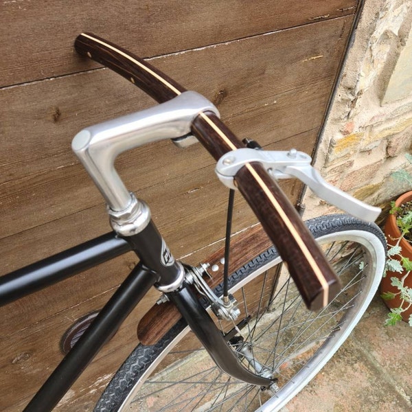 Cherry and Maple Wood Riser Bicycle Handlebar - Wooden Bicycle ...