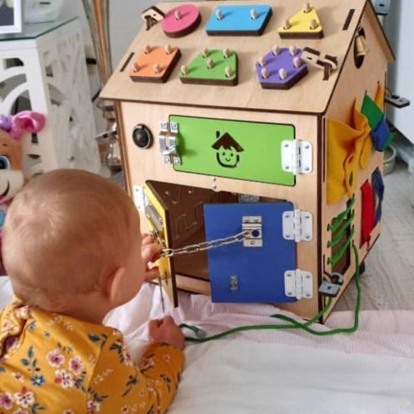 Montessori Toys Busy Board With Buckles Home Games Baby Toys Busy Board ...