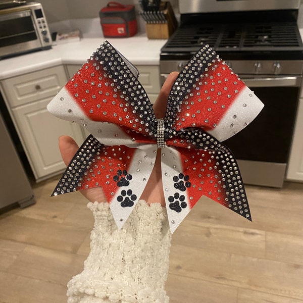 Tigers Cheer Bow - Black and White Cheer Bow - Glitter Cheer Bow - Etsy
