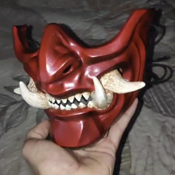 Scary Hannya Mask, Horror Halloween Mask Wear, Creepy Oni Mask ...