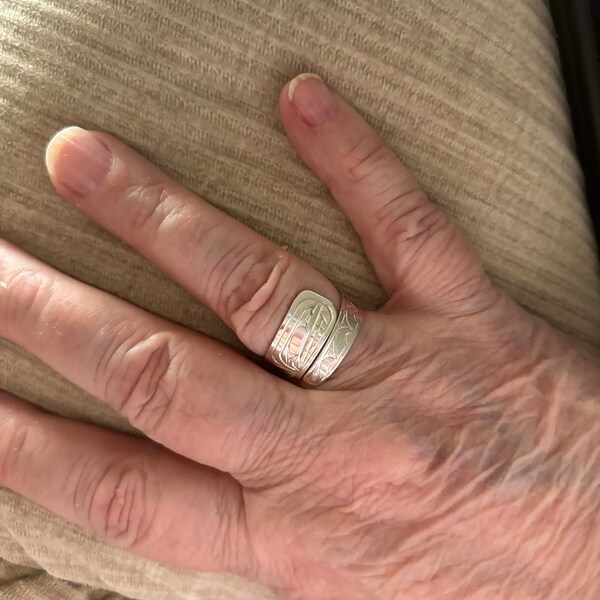 Canadian First Nations, Hand Carved Sterling Silver 1 Orca Cuff ...