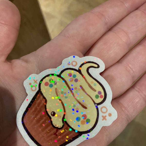 Holographic Cupcake Snake Sticker / Cup-snake Sticker / Cute Ball Python Stickers / Laptop ...