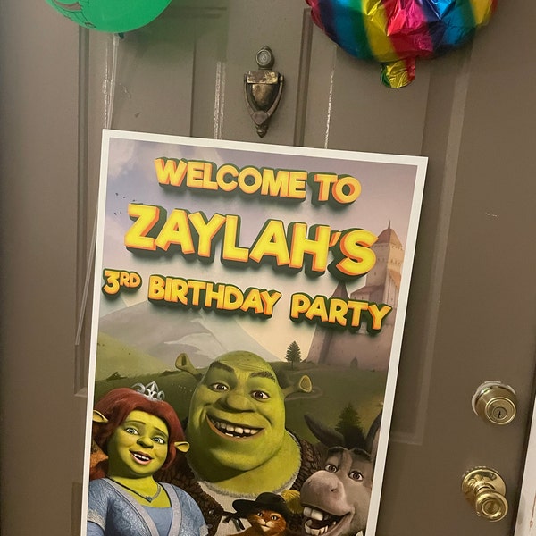Shrek Birthday Welcome Sign, Shrek Personalized Birthday Welcome Sign ...