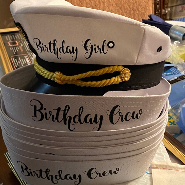 Veil Nautical Captains Hat, Birthday Girl Captain Hat, Birthday Crew ...