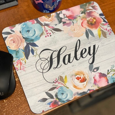 Custom Mousepad Floral Mousepad Monogram Mouse Pad Office Decor ...