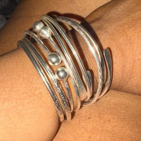 Stacking Bangle in Sterling Silver, Sterling Silver Bangle Set, Set of ...