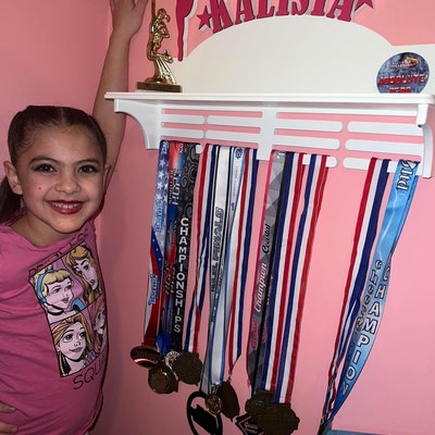 Trophy Shelf Gymnastics Medal Holder Cheer Trophy Display Cases Medal ...