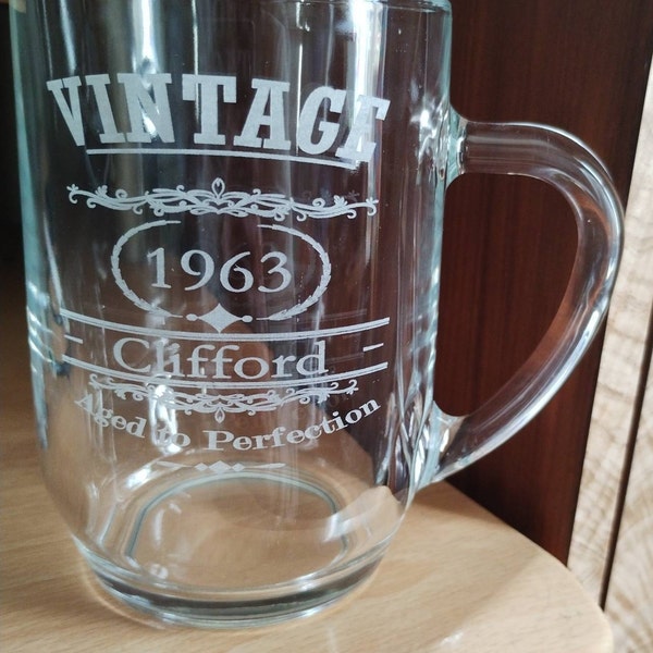 Personalised Birthday Tankard Beer Glass for Men Engraved Stein Pint ...