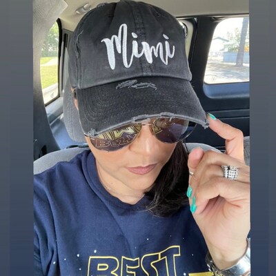 Mimi Hat Distressed Baseball Cap OR Ponytail Hat Customize Your Text ...