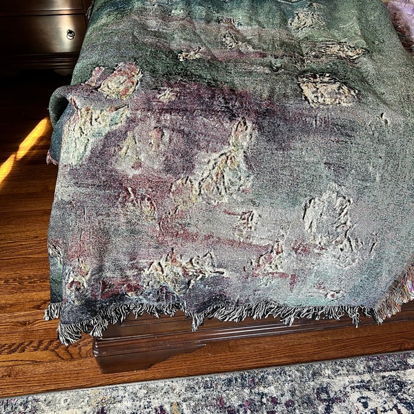 Purple Woven Throw Blanket With Fringe. Plum Throw Blanket for Bed ...