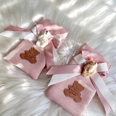 Pink Teddy Bear Sachet Bags, Baby Shower Gift Bags, Personalized Gift ...