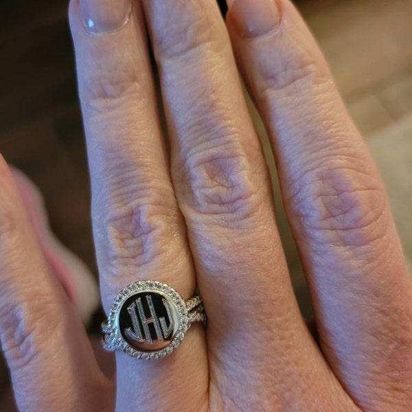 Sterling Silver Monogram Stackable Ring, Sterling Silver Stackable Rings, Sterling Silver Sara ...