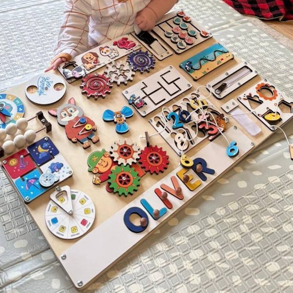 Personalized Busy Board for Toddler Girl, Easter Baby Gift, Wooden Baby ...