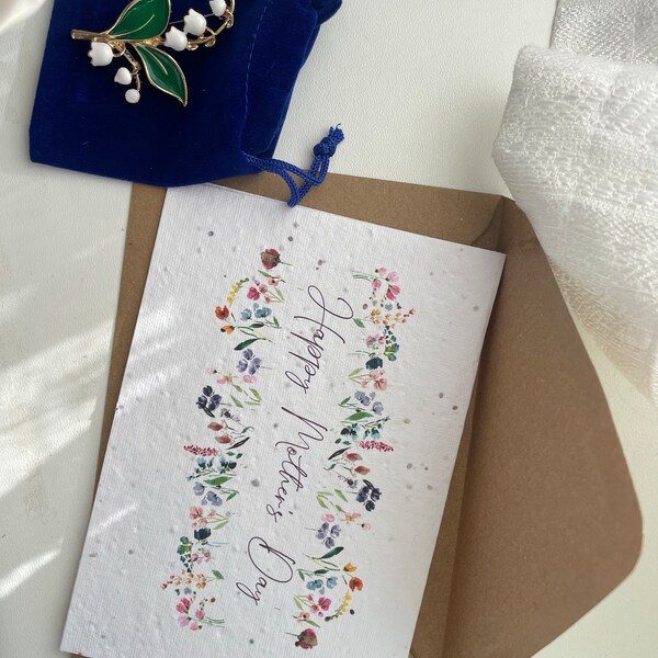 Poppys, Bees & Wildflowers Plantable Seed Card/ Seed Card Birthday Card ...