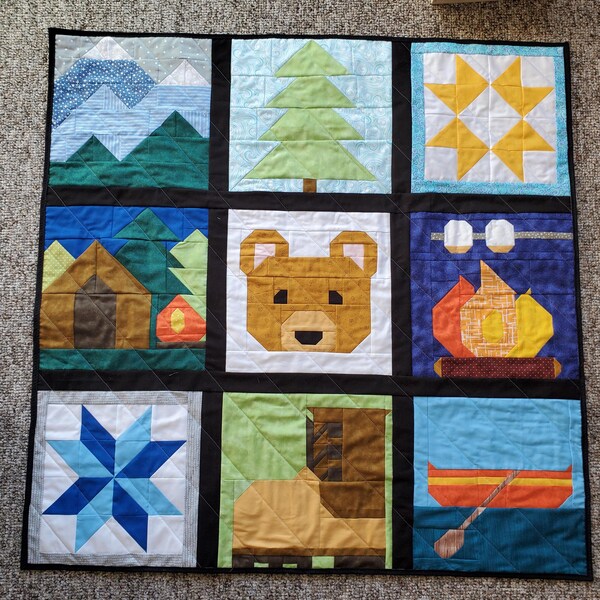 Set of 9 Camping Quilt Block Patterns - Instructions for 6", 9", 12 ...