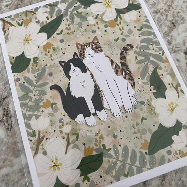 Custom Cat Print / Personalized Cat Portrait / Custom Cat Illustration ...
