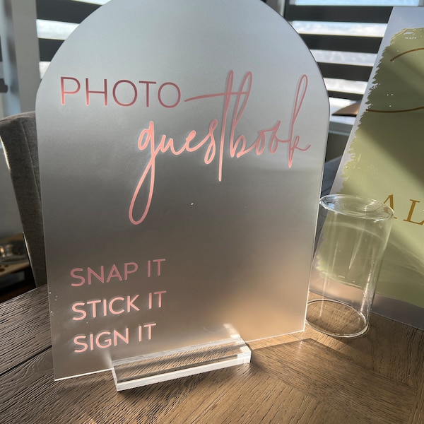 ARCH Photo Guestbook Snap It Stick It Sign It Clear Glass Look Acrylic ...