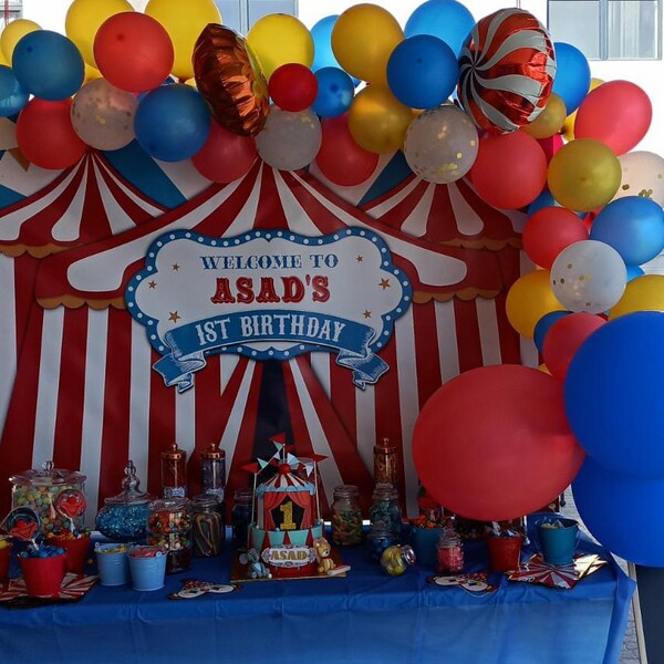 DIGITAL DOWNLOAD Carnival Theme 7ft. Wide X 5ft. High Backdrop Banner ...