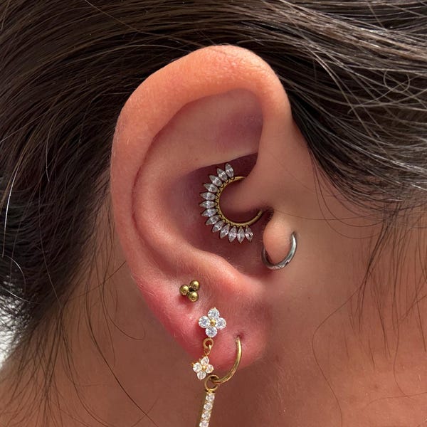 Titanium Vertical Dangle Hidden Helix Piercing, Threaded Flat Back Stud ...