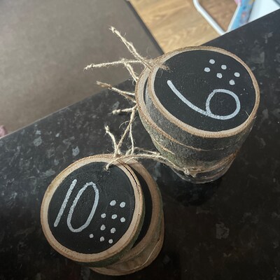 Natural Number Line Log Slice Numbers Painted Chalkboard 1-10 Children ...