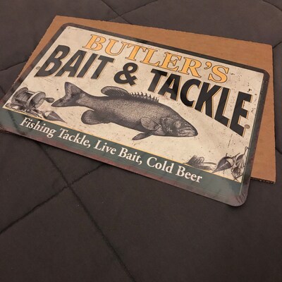 Personalized Fishing Bait Tackle Sign Man Cave Vintage Look ...