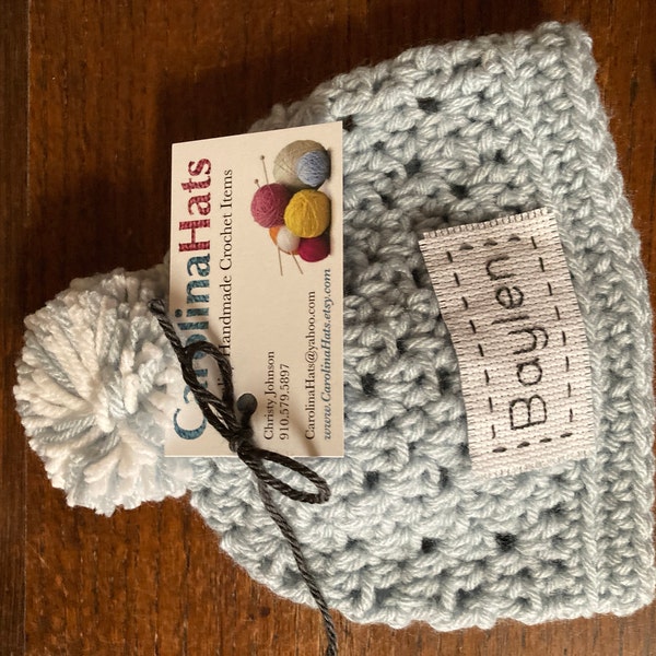 Monogrammed Baby Boy Winter Hat, Baby Boy Hat, Personalized Baby Hat ...