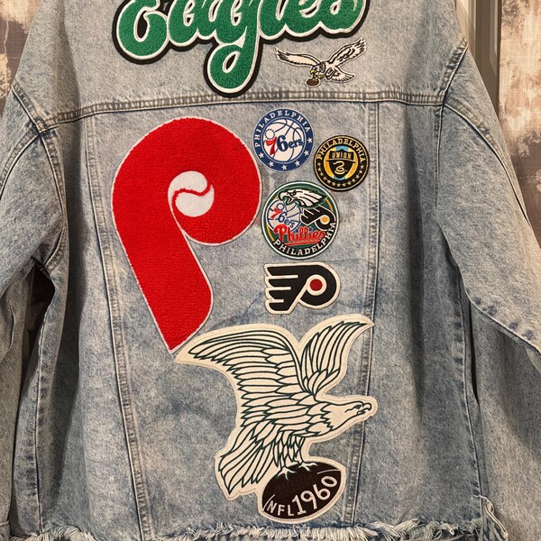 6-inch Letterman Jacket Patch Philadelphia Eagles 70'S - 80'S Font ...