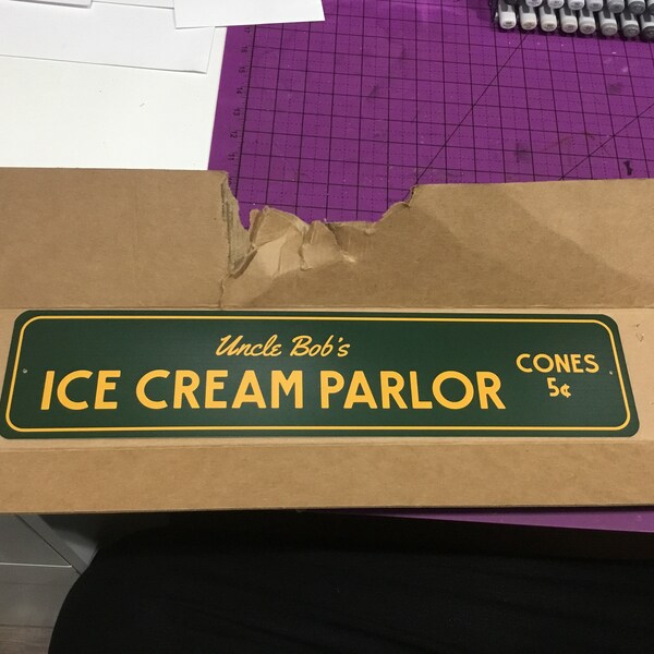 Ice Cream Parlor Sign, Personalized Cones 5 Cents Ice Cream Shop Sign ...