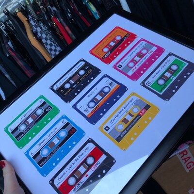 9 Mix Tape Print Custom Wall Illustration Art Choose Your Style & Label ...