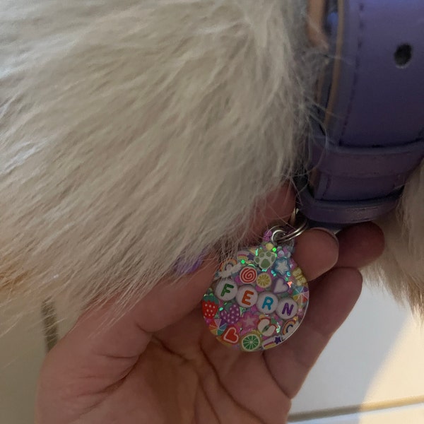 Custom Resin Pet ID Tags With Letter Beads, Personalized Key Chains - Etsy