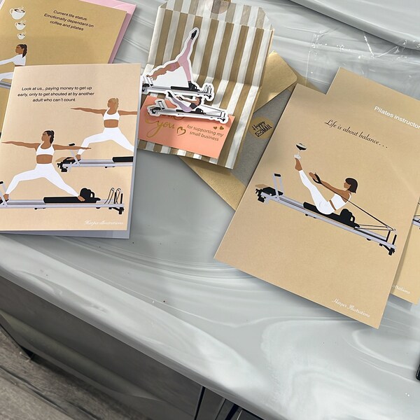 Pilates Problems, Funny, Stability Card, Reformer Pose, Birthday Card ...