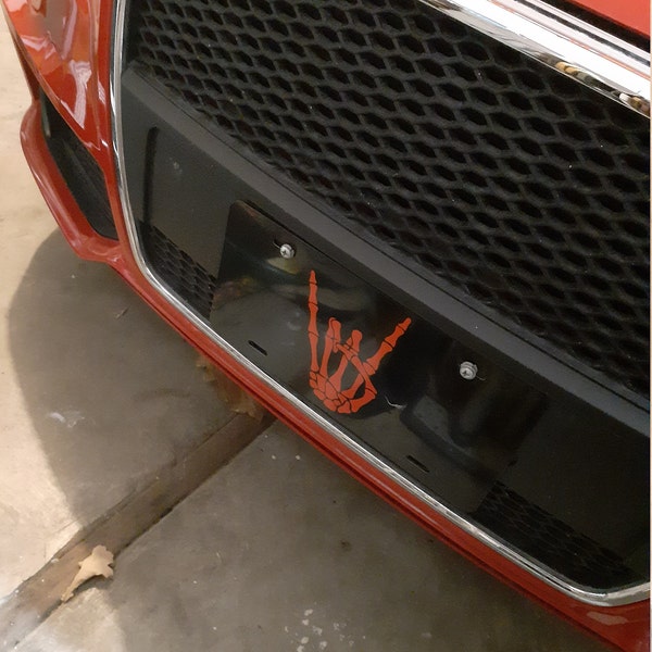 Rock on Skeleton Hand Front License Plate | Vanity Plate | Car Tag ...