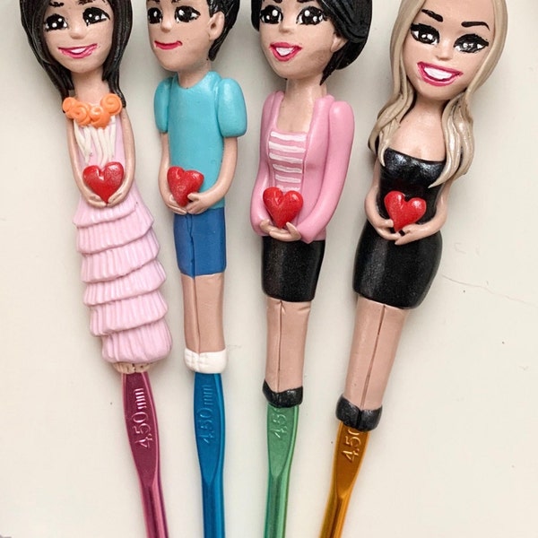 Personalized Family Portrait 4 Crochet Hook Set, Fun Crochet Hooks ...