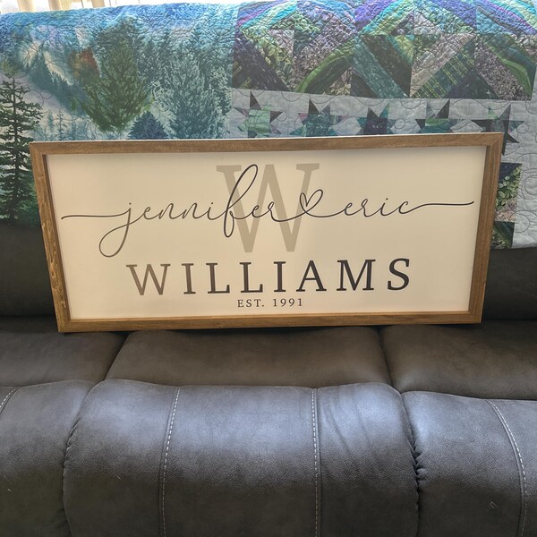 Personalized Last Name Monogram Sign, Gift for Couple, Bedroom Sign ...