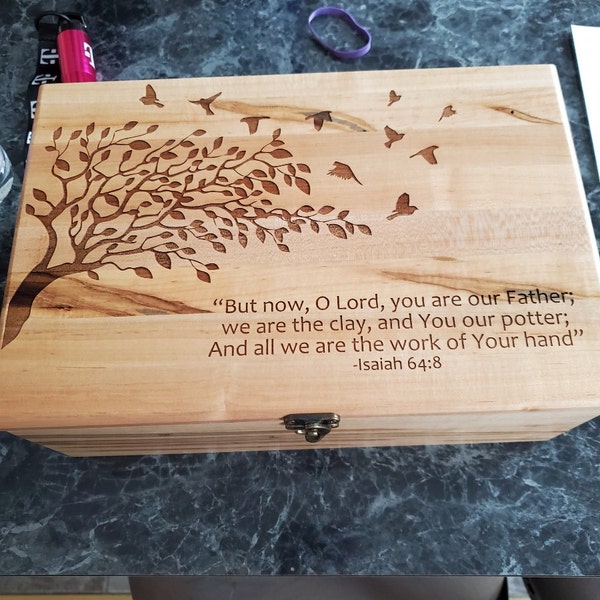Personalized Tree Memory Box 12x8x4, Custom Hand Made Wood Keepsake Box ...
