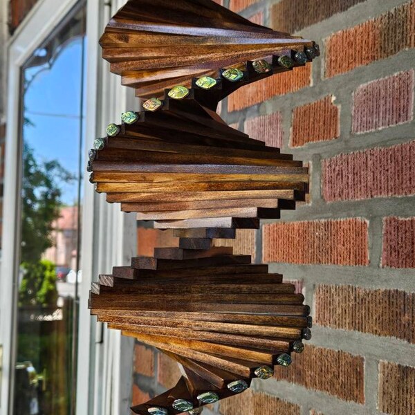 Pine Cone Wood Spiral Wind Spinner Wood Stained 12 High & 6 Wide ...