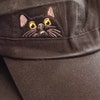 Peeking Cat Iron-on Patch, Black Cat Patch, Peeping Cat Iron-on Patch, Embroidered Applique, Cat ...