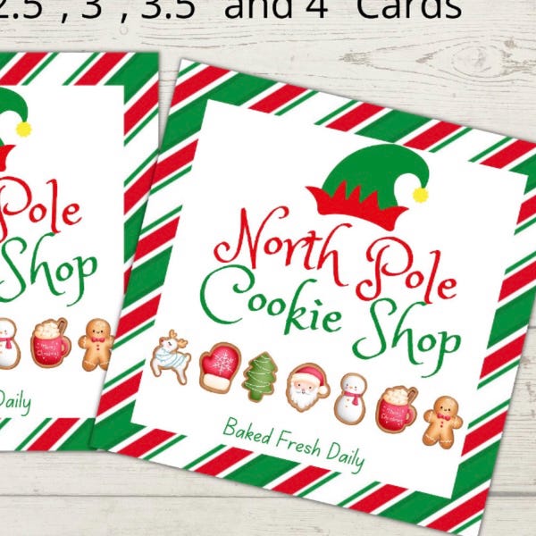 Printable North Pole Donut Shop Label, Elf Donut Tag, Mini Donut Box ...