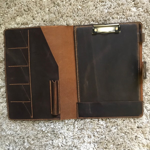 Personalized Rustic Leather Clip Board Clipboard Padfolio , A4 Letter ...