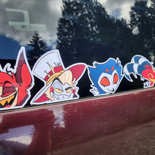 Alastor Car Window Peeker Sticker Hazbin Hotel Peeper Window Decal ...