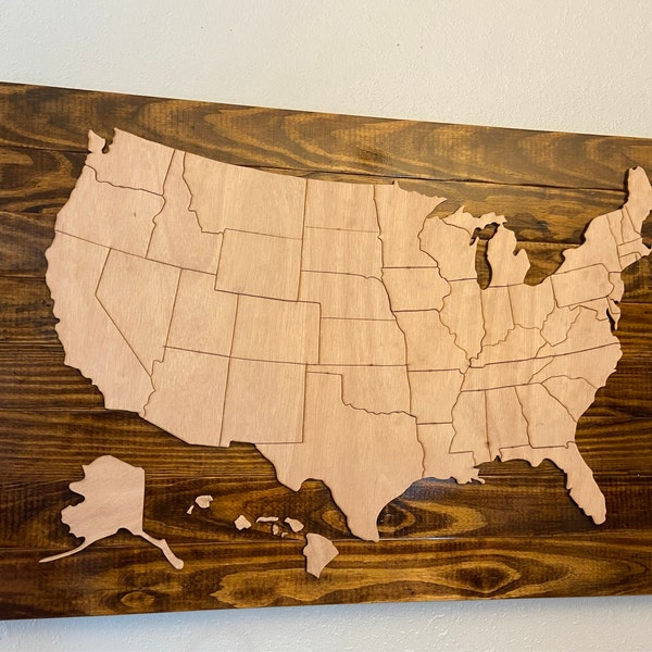 Marking Maps- United States USA Wooden Photo Collage, Travel Wall Decor ...