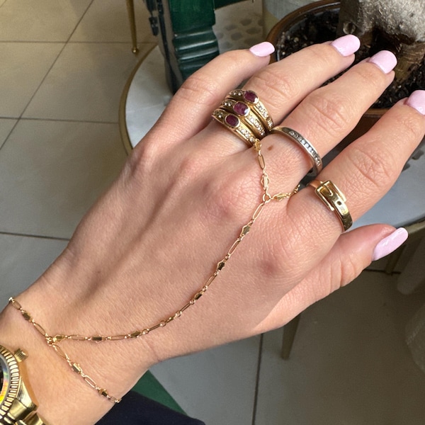 Gold Hand Bracelet, Ornate Finger Chain Bracelet HCDORNATE - Etsy